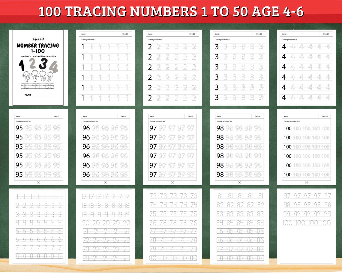 Number Tracing Worksheet Pdf 1 100 Learning Number to 20 Trace Practice ...