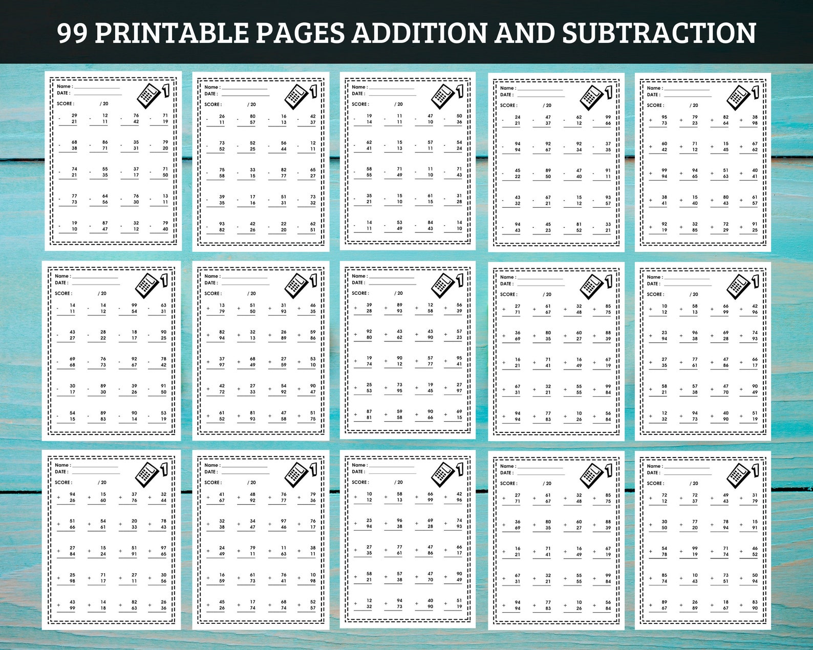 99 Addition and Subtraction Worksheets 2 Digit Printable Math ...
