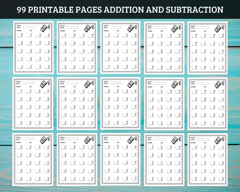 99 Addition and Subtraction Worksheets 2 Digit Printable Math ...
