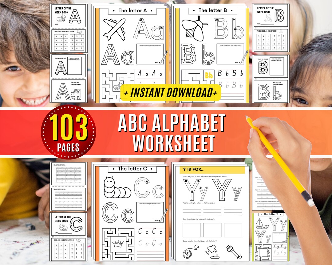 ABC Tracing Alphabet Worksheet for Kids Learning Tracing Sheets ...