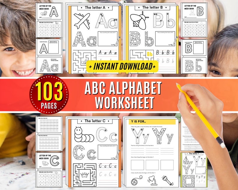 ABC Tracing Alphabet Worksheet for Kids Learning Tracing Sheets ...