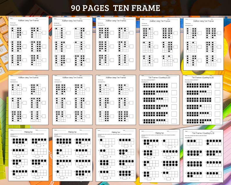 Ten Frame Printable Worksheet Counting to 20 Learning Visual Count 1-20 ...