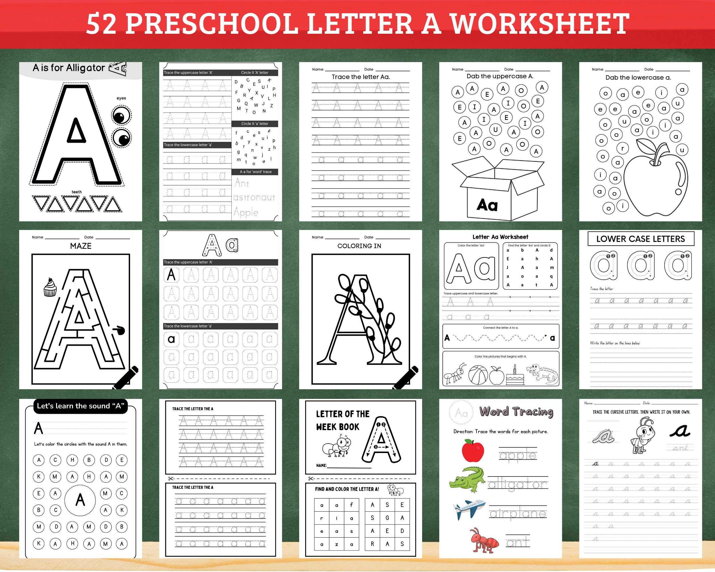 Preschool Letter A Worksheet Tracing Letters of Week Pre-k Activity ...