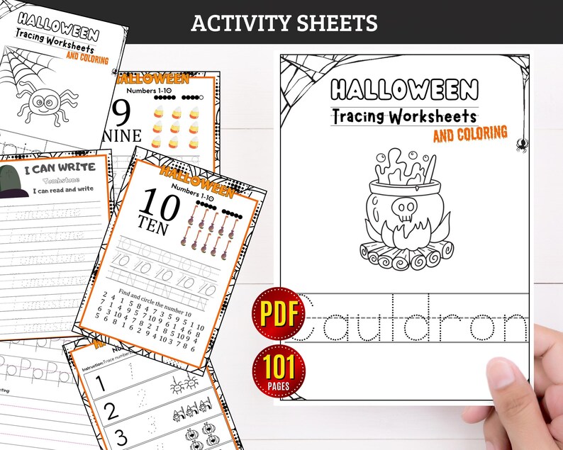 Halloween Tracing Worksheets for Kids, Letter Tracing Abc, Printable ...