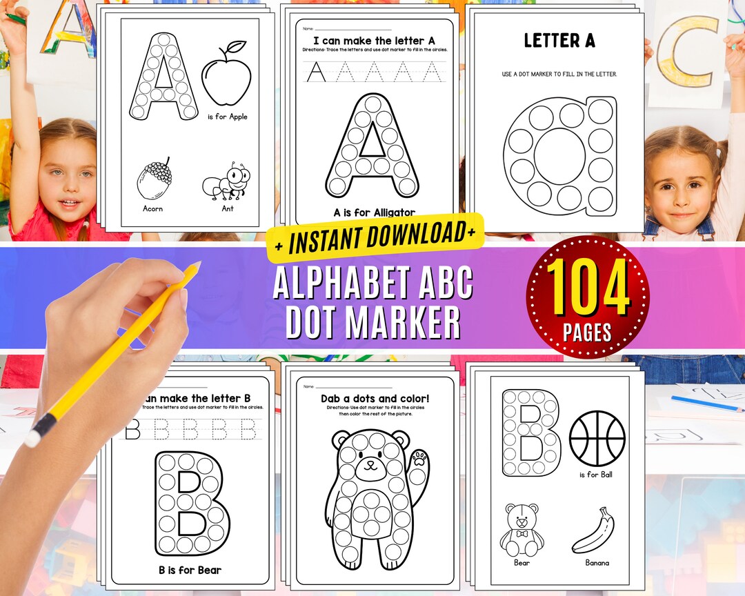Dot Marker Worksheet Letters Coloring Animal ABC Letter Recognition ...