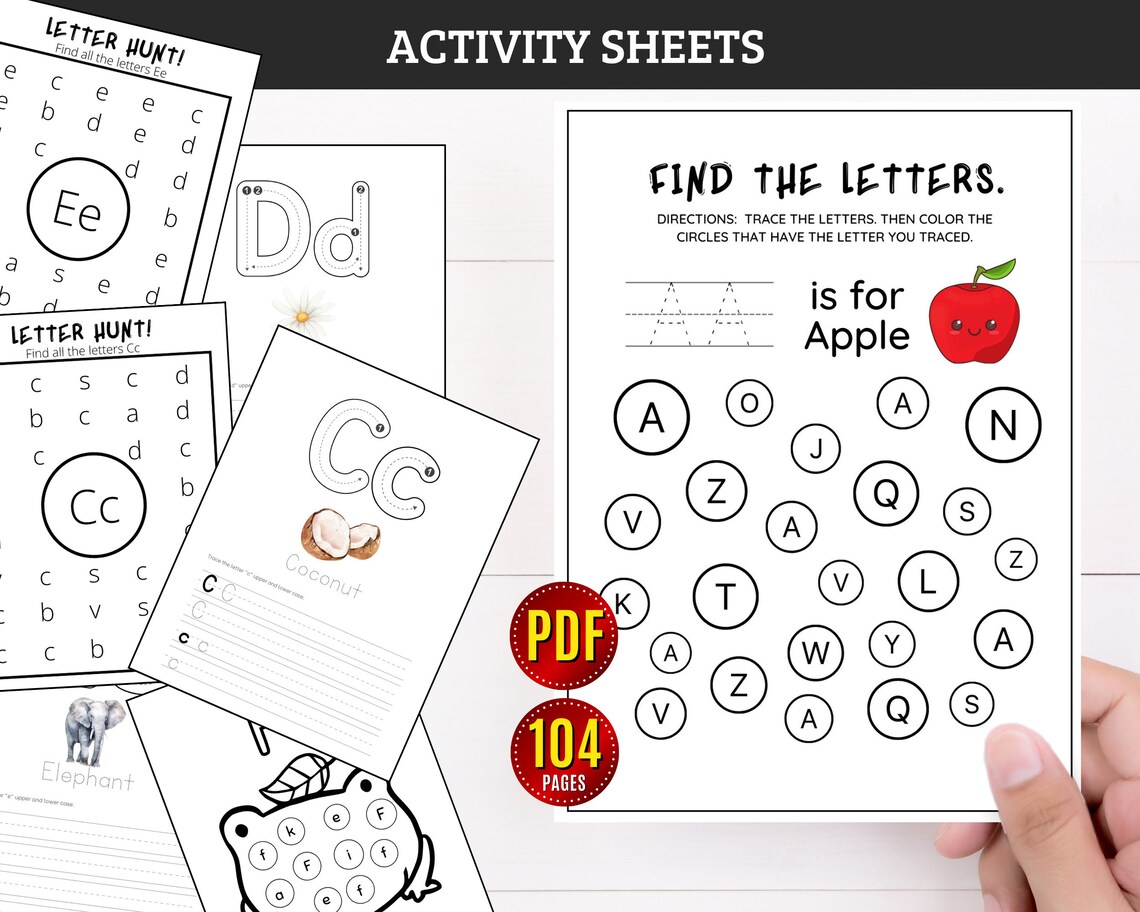 Find the Letters Hunt Worksheets, Find and Dab Alphabet ABC Printable A ...