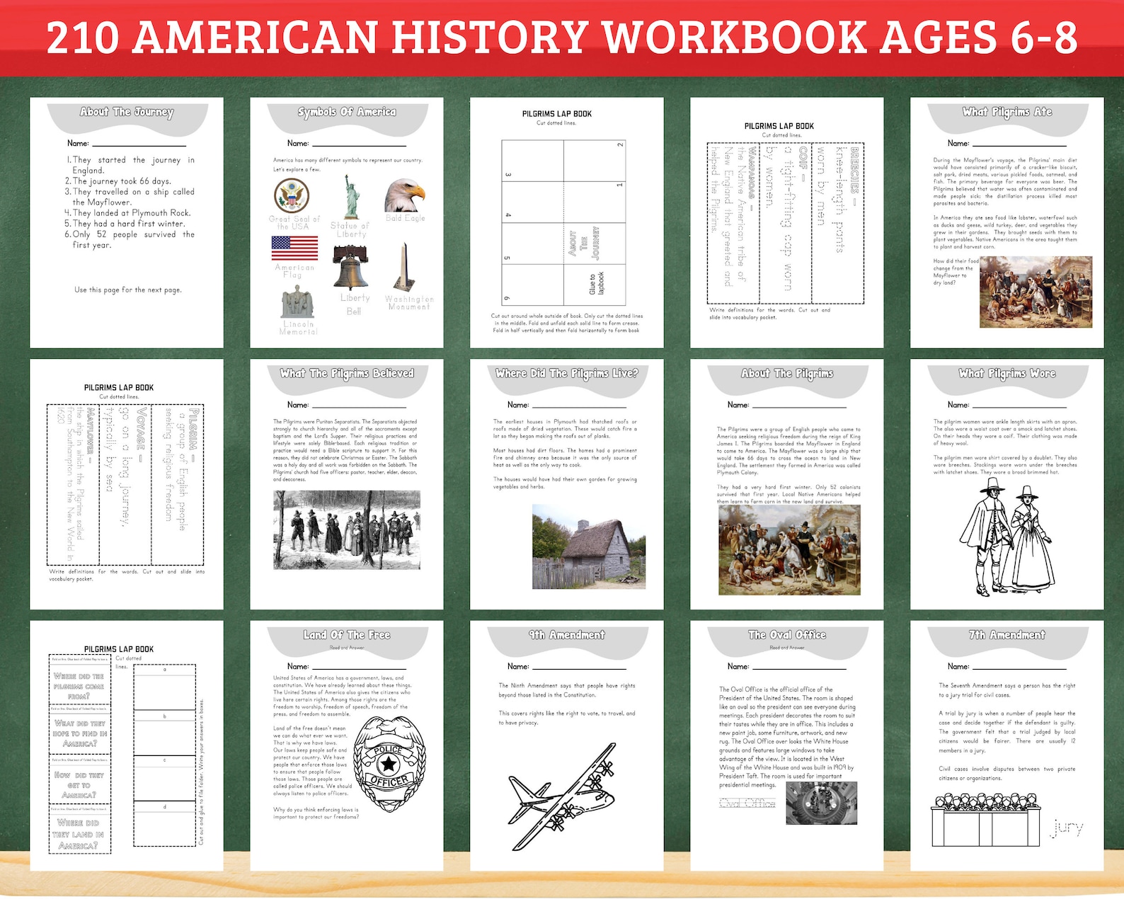 American History Workbook for Kids Ages 6-8 Educational Activity ...
