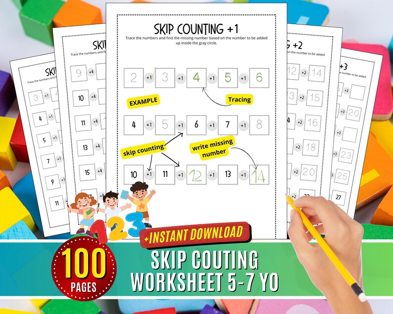 Skip Counting Worksheet Math Printable Activity for Kindergarten Counting by 10s Worksheet ...