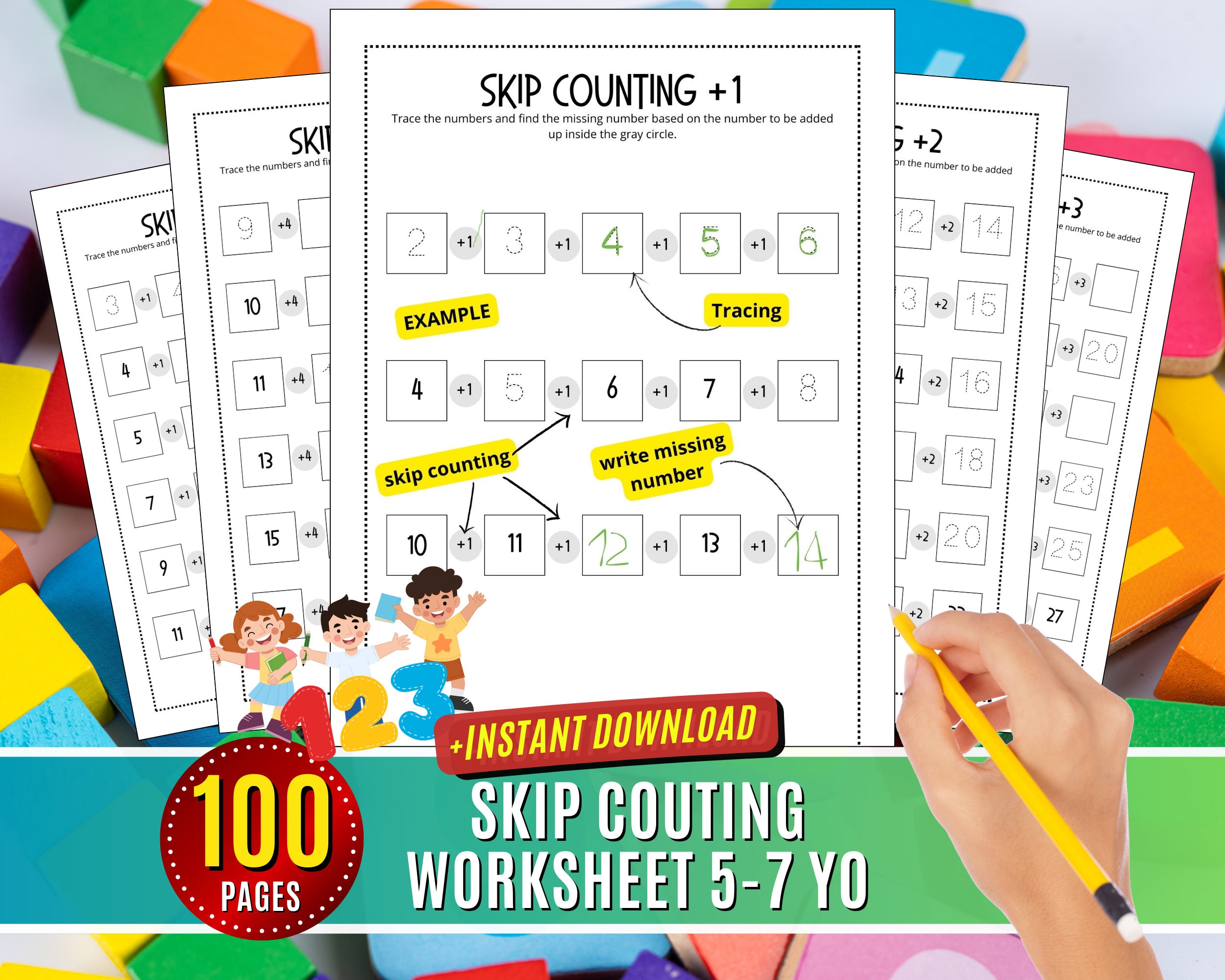 Skip Counting Worksheet Math Printable Activity for Kindergarten ...
