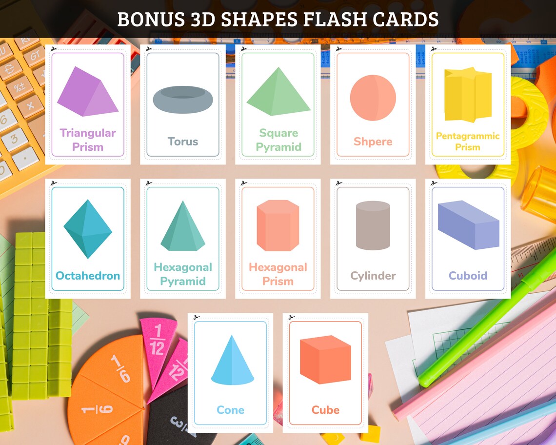 Printable 3D Shape Nets: DIY Geometry Activity + Flashcards Preschool ...