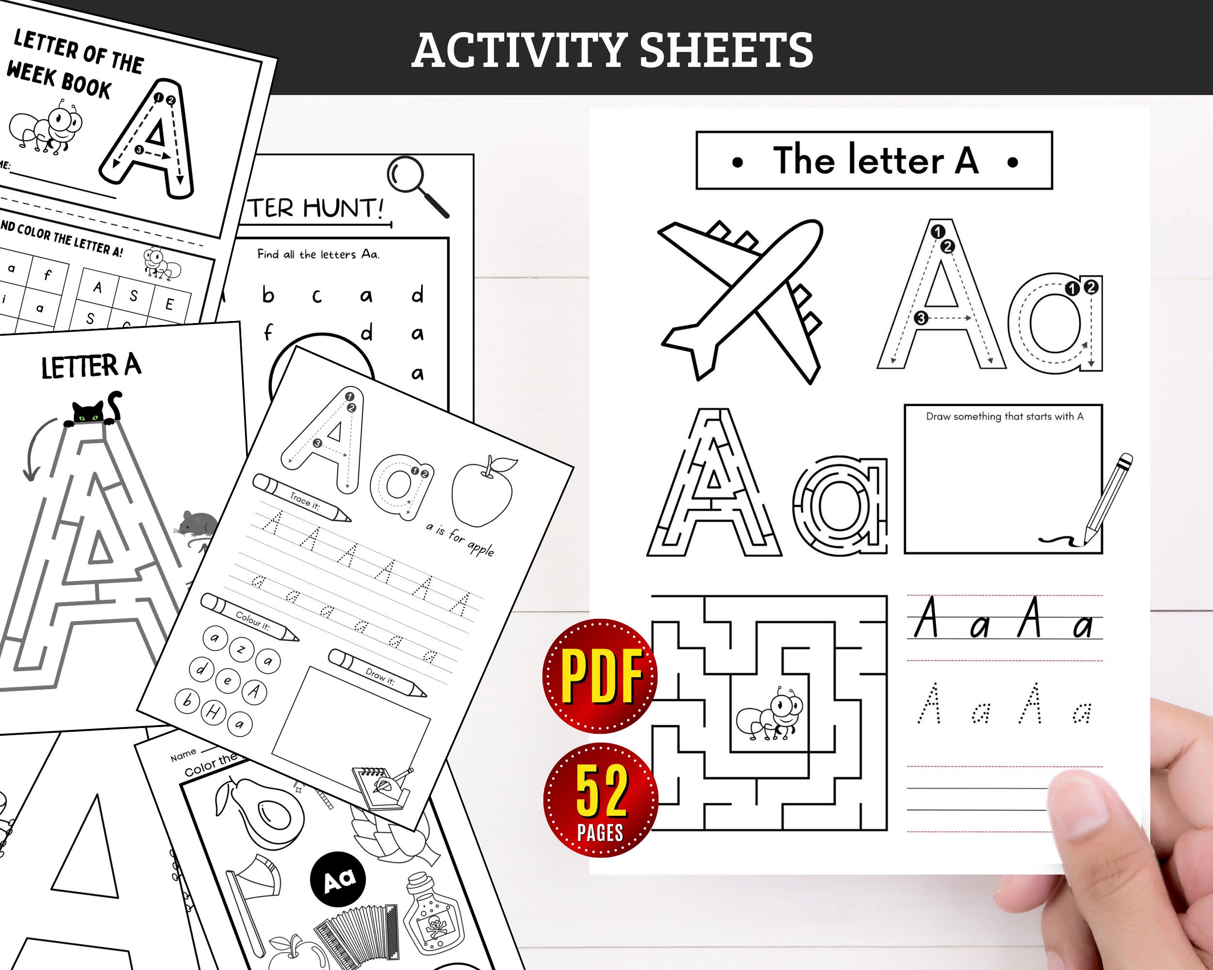 Preschool Letter A Worksheet Tracing Letters of Week Pre-k Activity ...