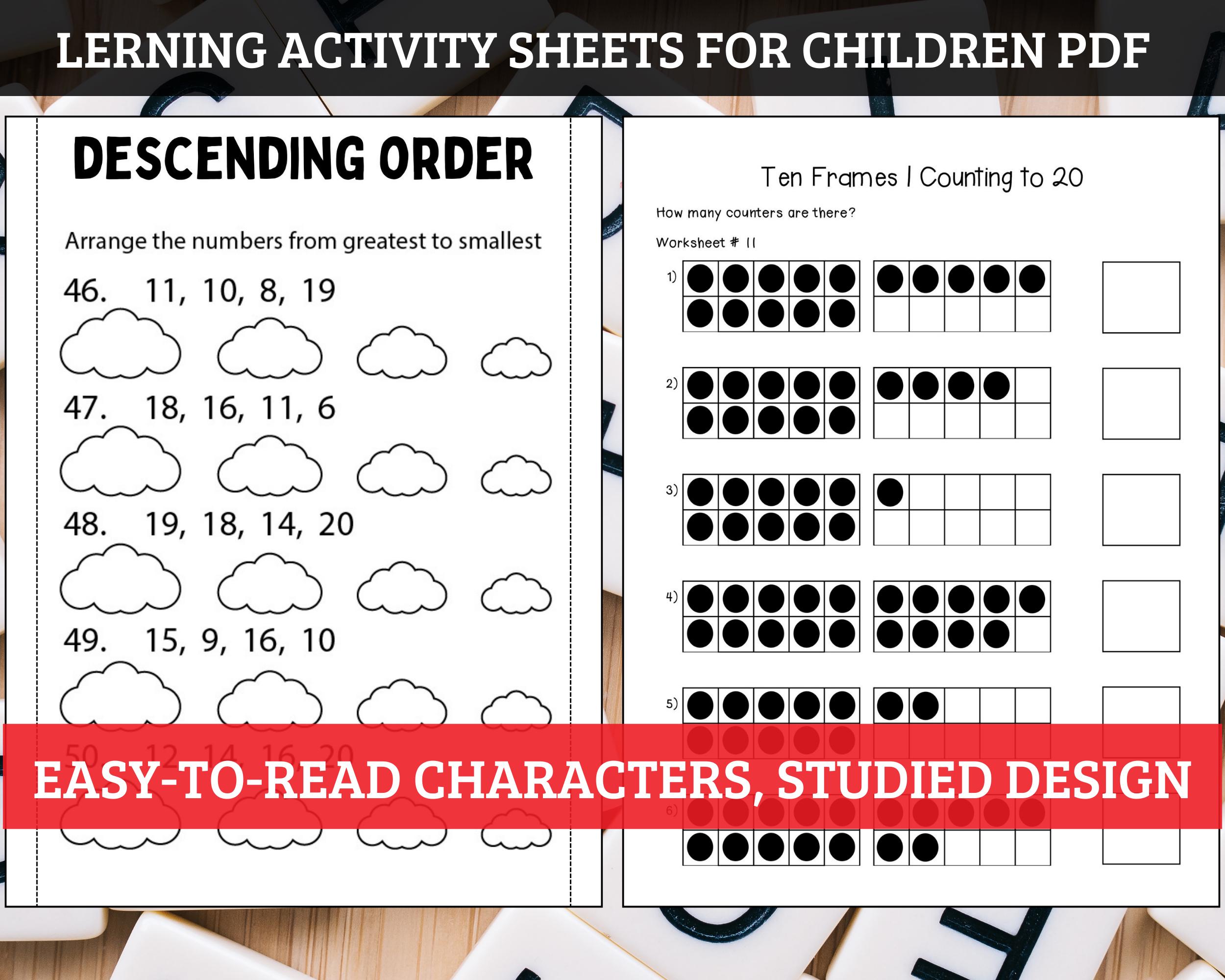 Counting to 20 Ordering Numbers Learn to Count 1-20 Worksheet Math Ascending Descending Order ...