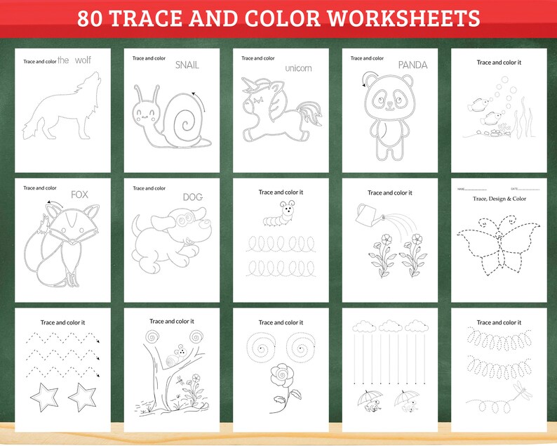 Trace and Color Worksheets Pen Control Tracing Animal Book Fine Motor ...