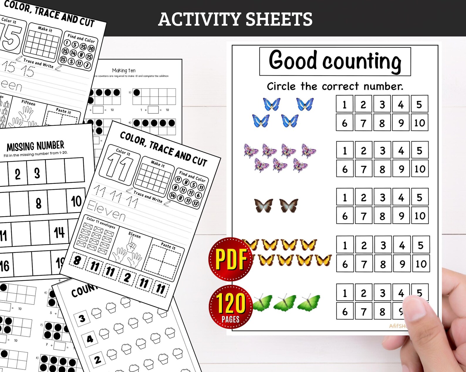 Counting 1-10 Learn to Count to 10 Activity Worksheet Math Kindergarten ...