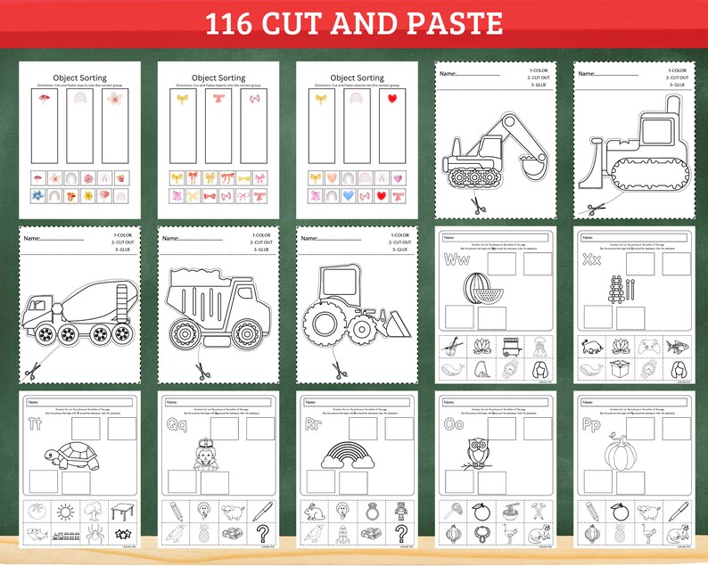 Cut and Paste Activities Practice Sheets Cut and Glue Activity Scissors ...