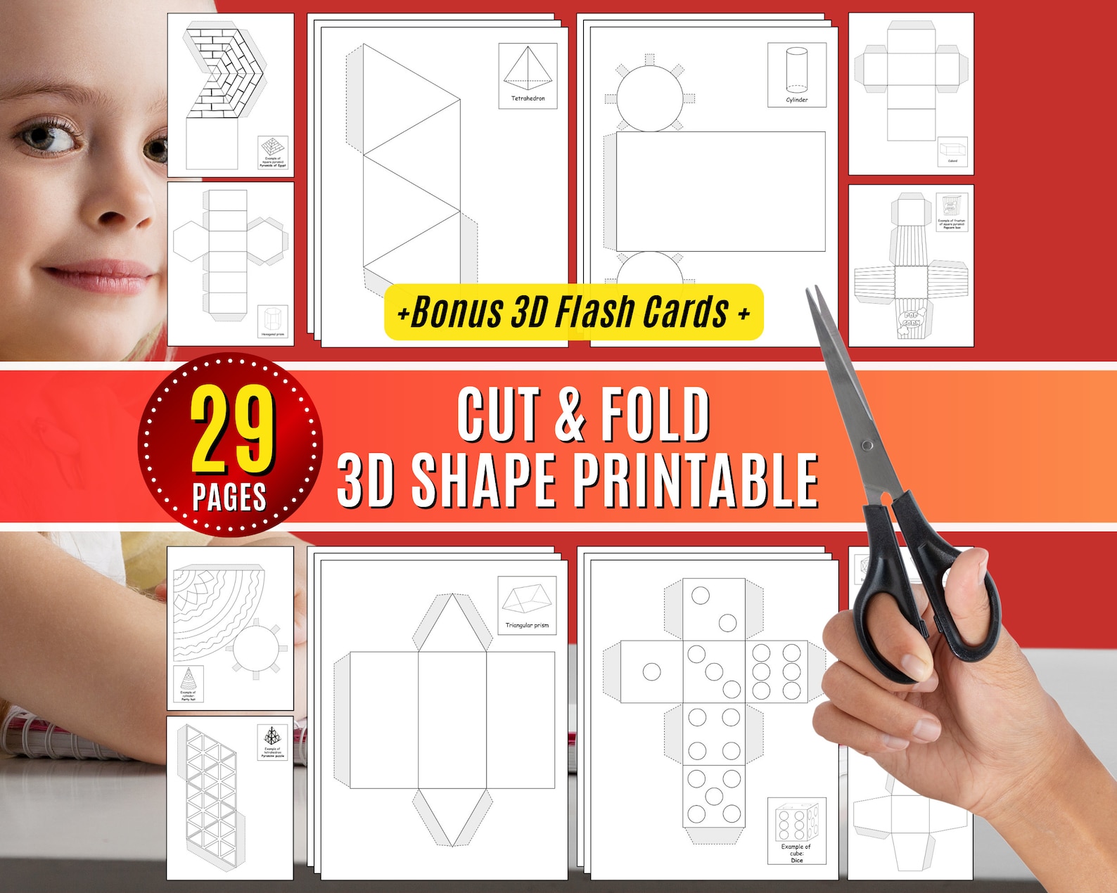 Printable 3d Shapes Nets Activity Learning Shape Geometric Cutout 3D ...