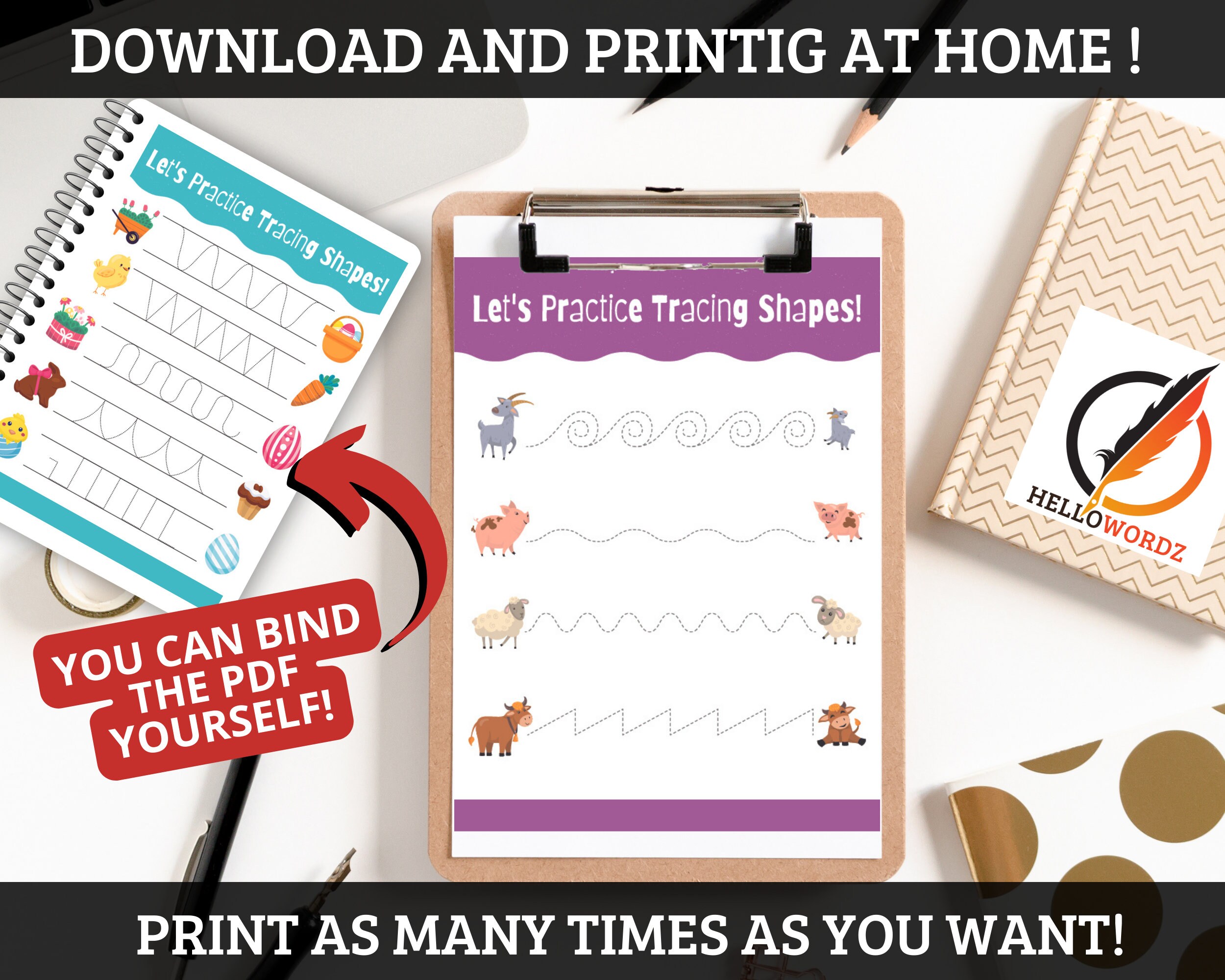 Tracing Worksheets Printable Pen Control Line Trace Shape Learning ...