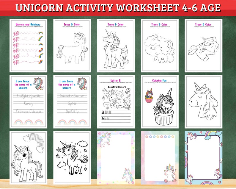 Unicorn Activity Worksheets Letter Alphabet Coloring Unicorn Number ...