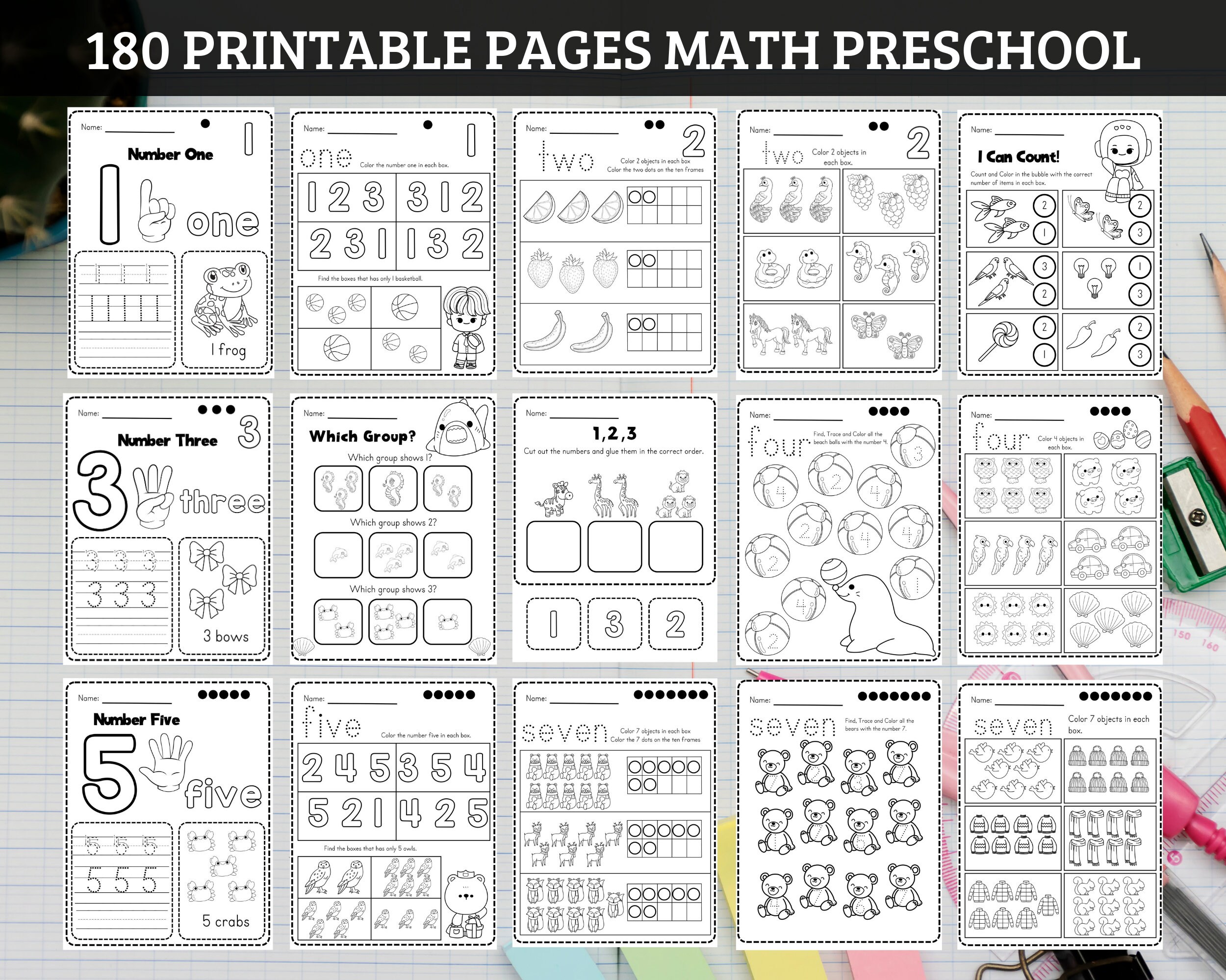 Counting 1-10 Activities for Preschool Worksheet Math Count Games ...