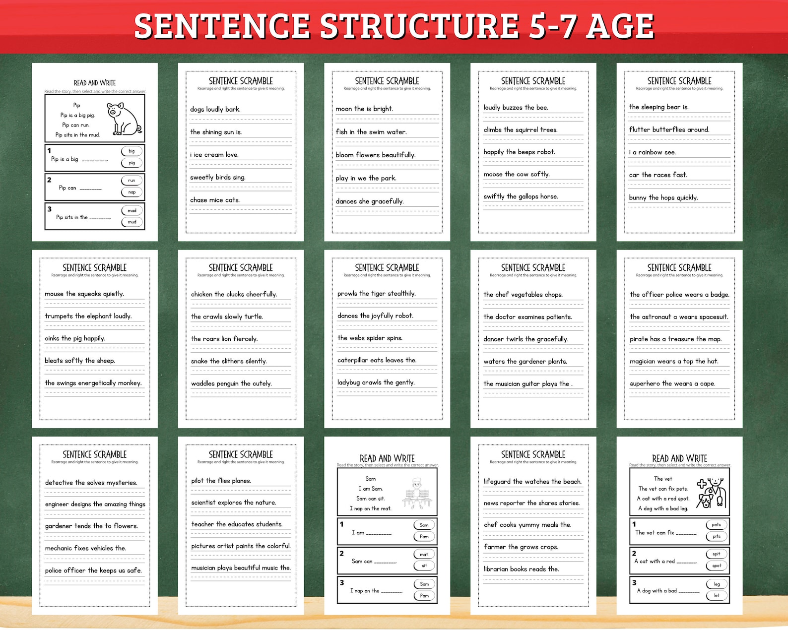 Writing Sentence Structure Building Starters Practice for Kid ...