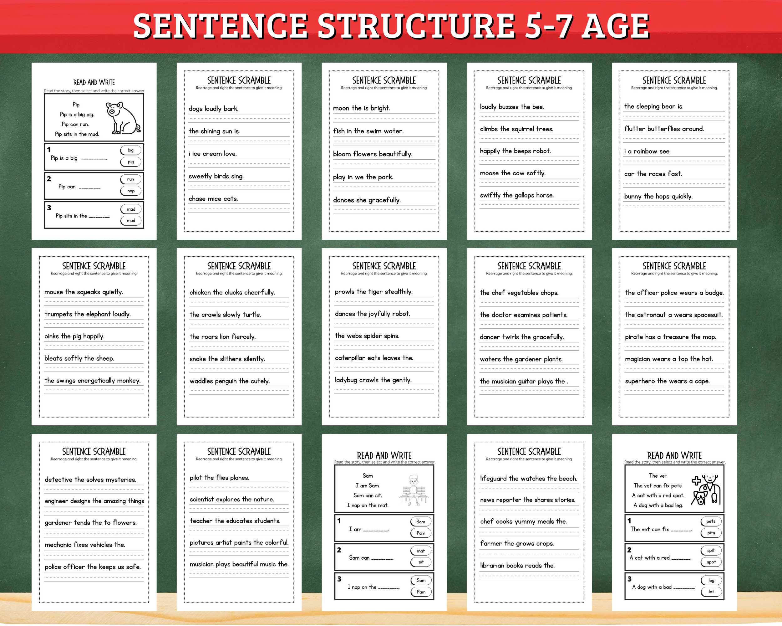 Writing Sentence Structure Building Starters Practice for Kid ...