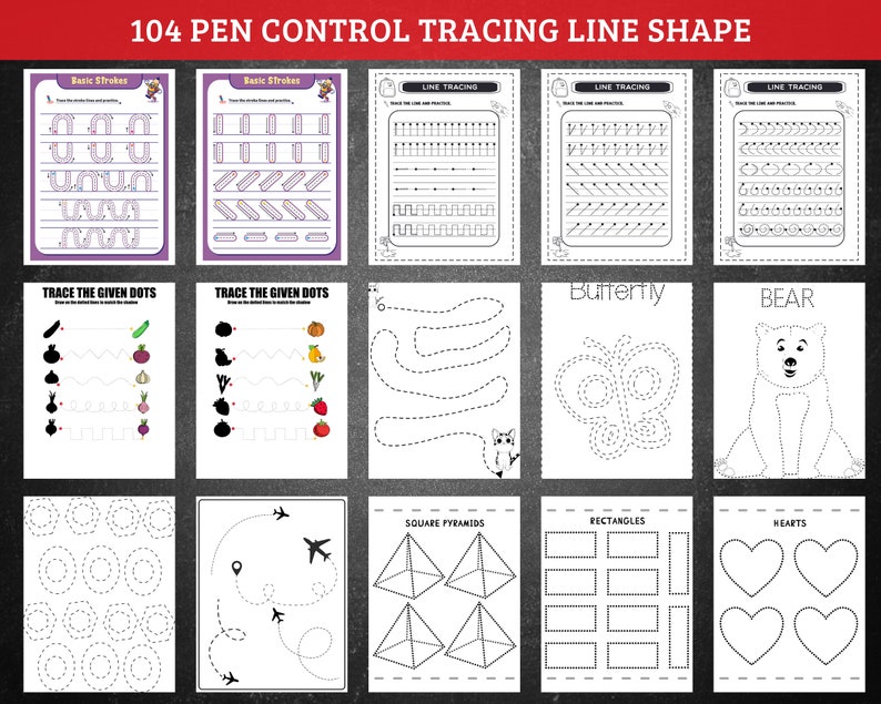 Tracing Worksheet Preschool Writing Shape Recognition, Fine Motor ...