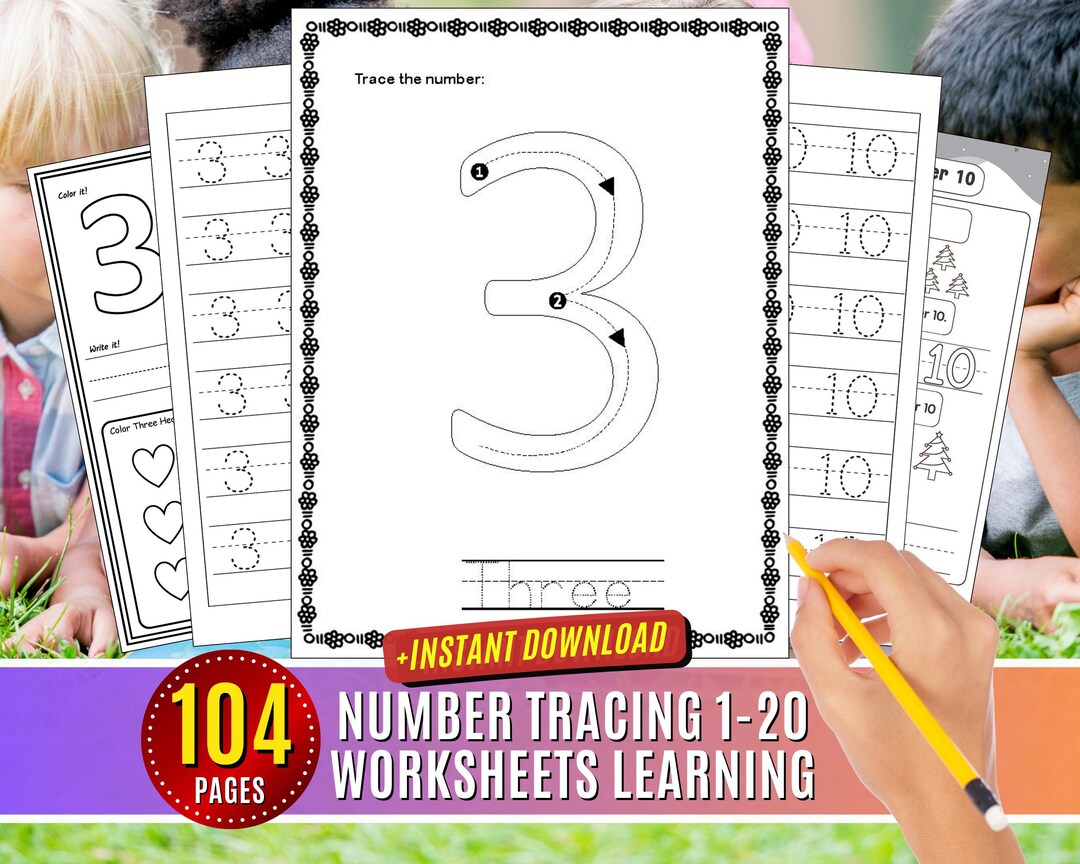 Number Tracing Worksheets Writing Practice 1 20 Learning for Toddlers ...