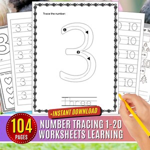 Number Tracing Worksheets Writing Practice 1 20 Learning for Toddlers ...