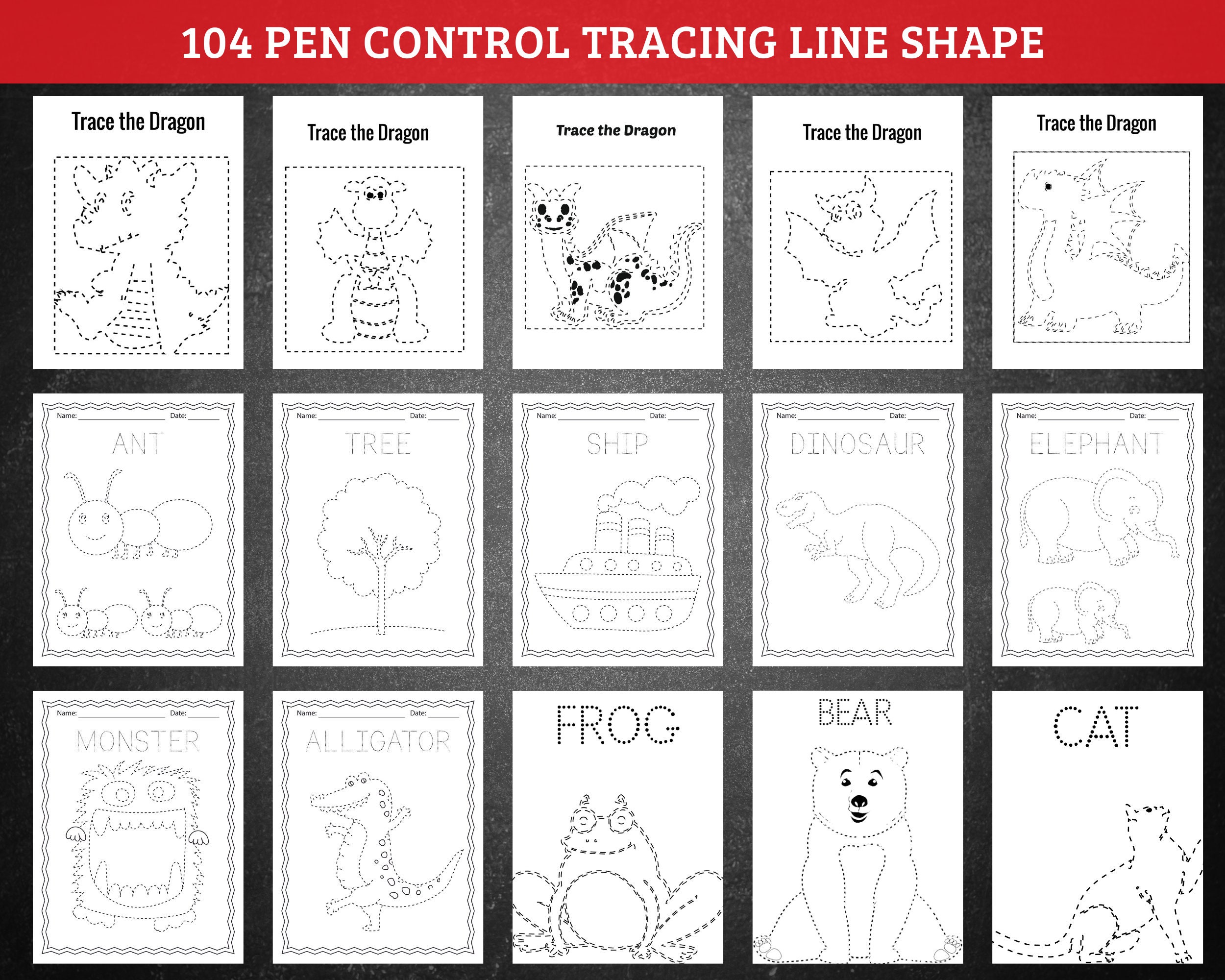 Tracing Worksheet Preschool Writing Shape Recognition, Fine Motor ...