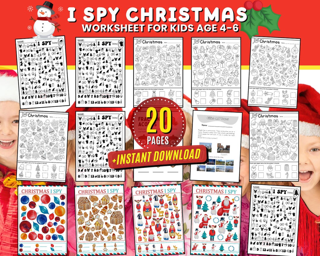I Spy Christmas Pages Printable for Kids, Seek and Find, Look and Find ...