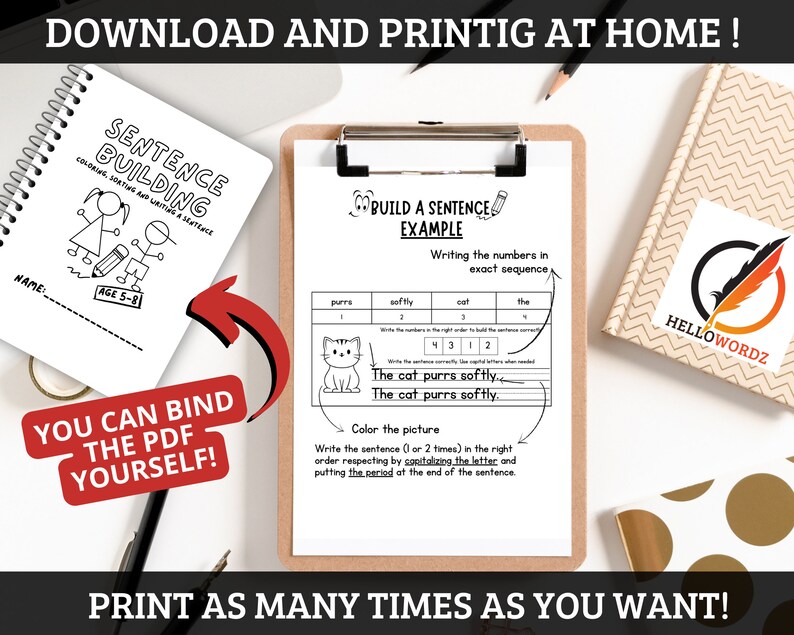 Sentence Building Worksheets Structure Writing Penmanship Practice ...
