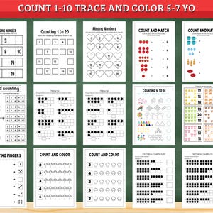 Counting 1-10 Learn to Count to 10 Activity Worksheet Math Kindergarten, Let's Count and Color ...