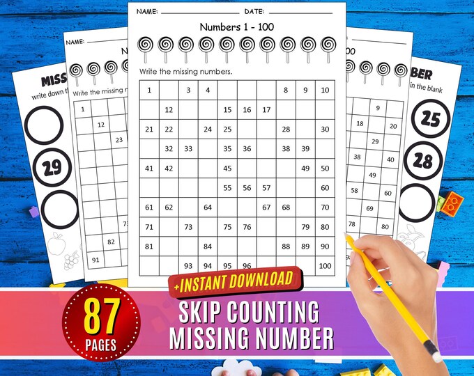 22 Printable Number Chart, Count to 120 Worksheets, Preschool Skip ...