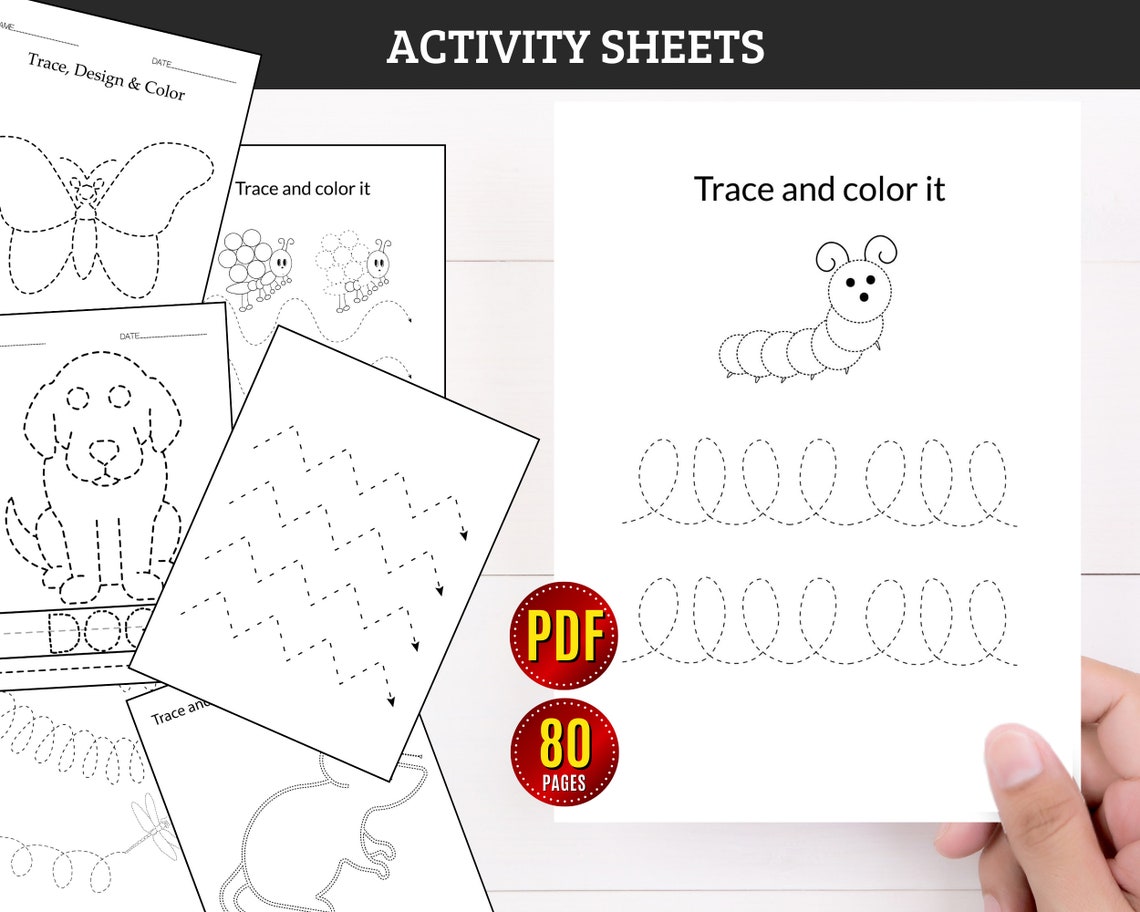 Trace and Color Worksheets Pen Control Tracing Animal Book Fine Motor ...