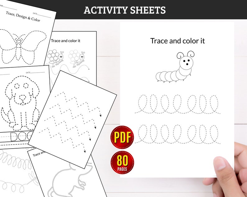 Trace and Color Worksheets Pen Control Tracing Animal Book Fine Motor ...