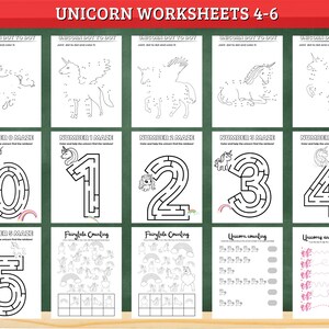 Unicorn Worksheets Letter Alphabet, Unicorn Number Activity Book ...