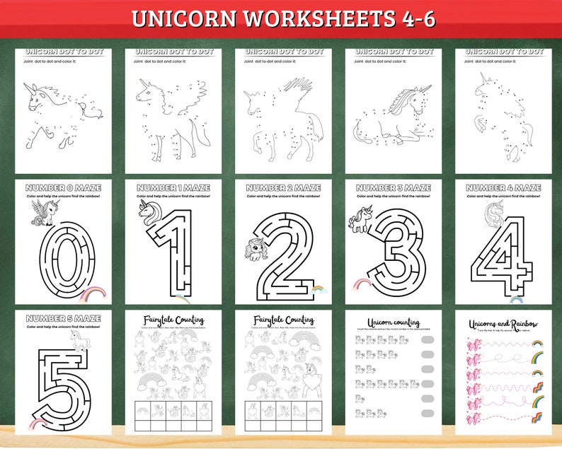 Unicorn Worksheets Letter Alphabet, Unicorn Number Activity Book ...