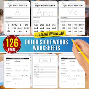 Dolch Sight Word Worksheets Kindergarten High Frequency Printable ...