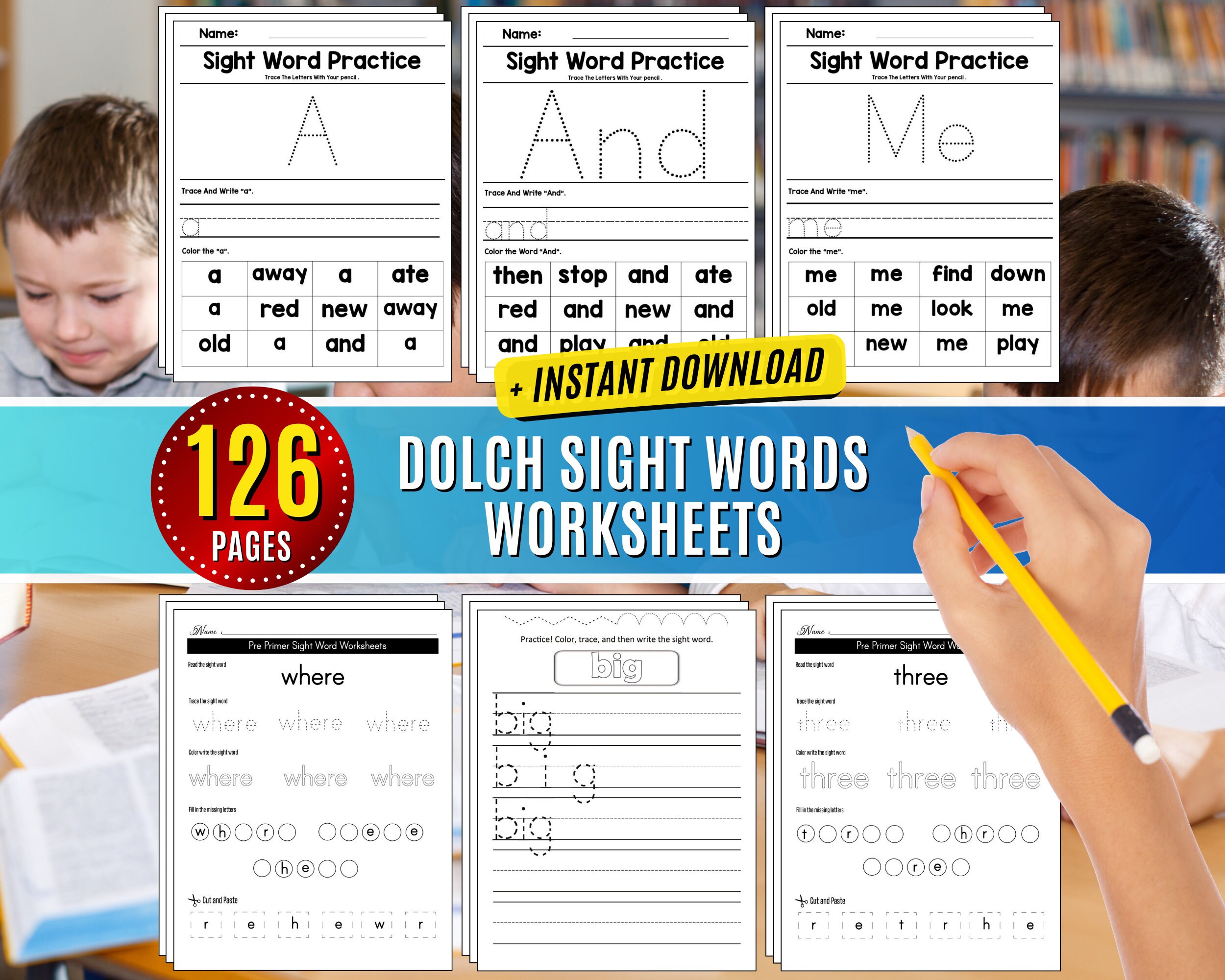 Dolch Sight Word Worksheets Kindergarten High Frequency Printable ...