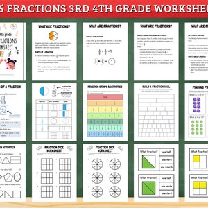 Fractions Worksheet Activities 3rd 4th Grade Printable, Learning Math ...