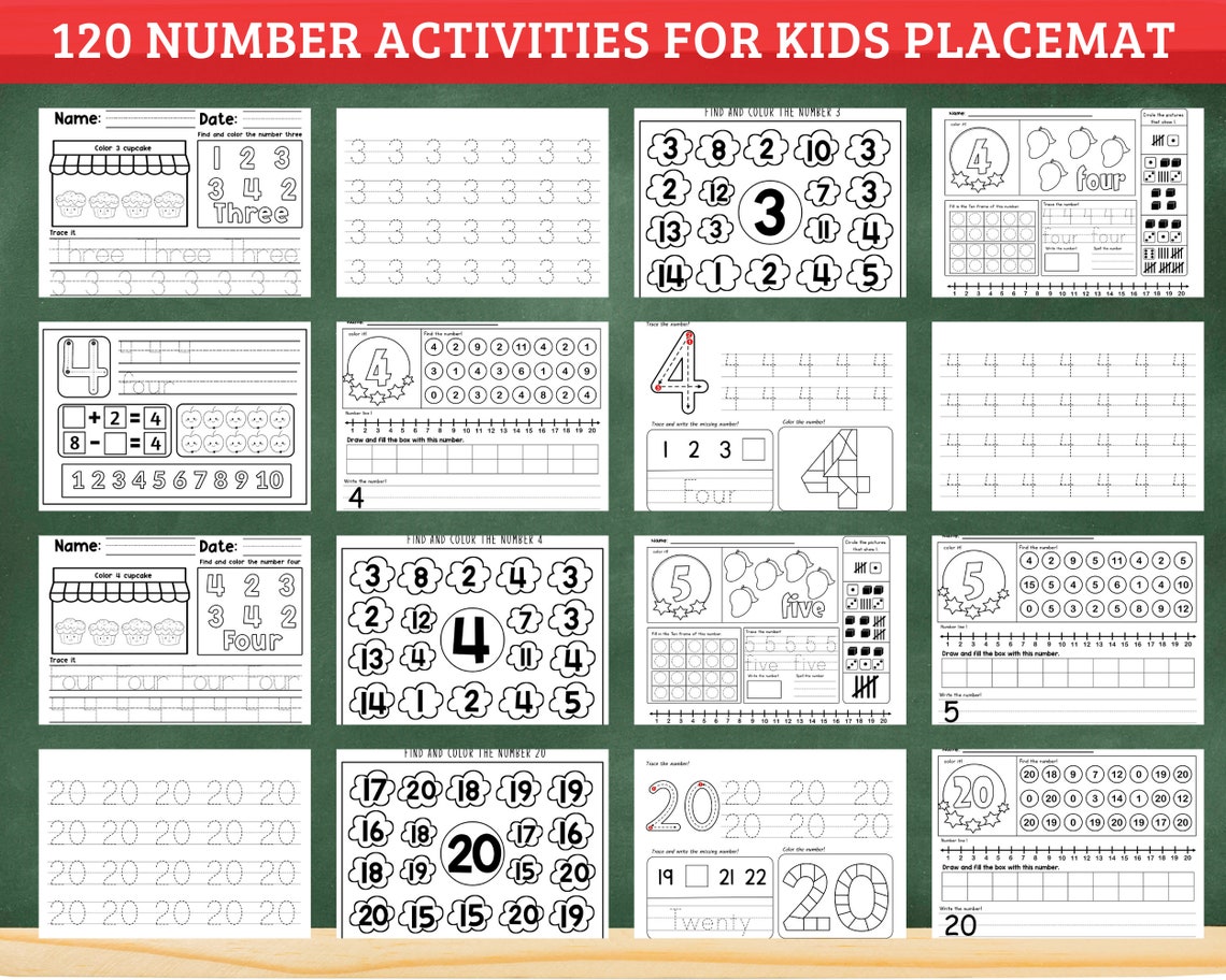 Number Activities for Kids Placemat Recognition Number Sense Math ...