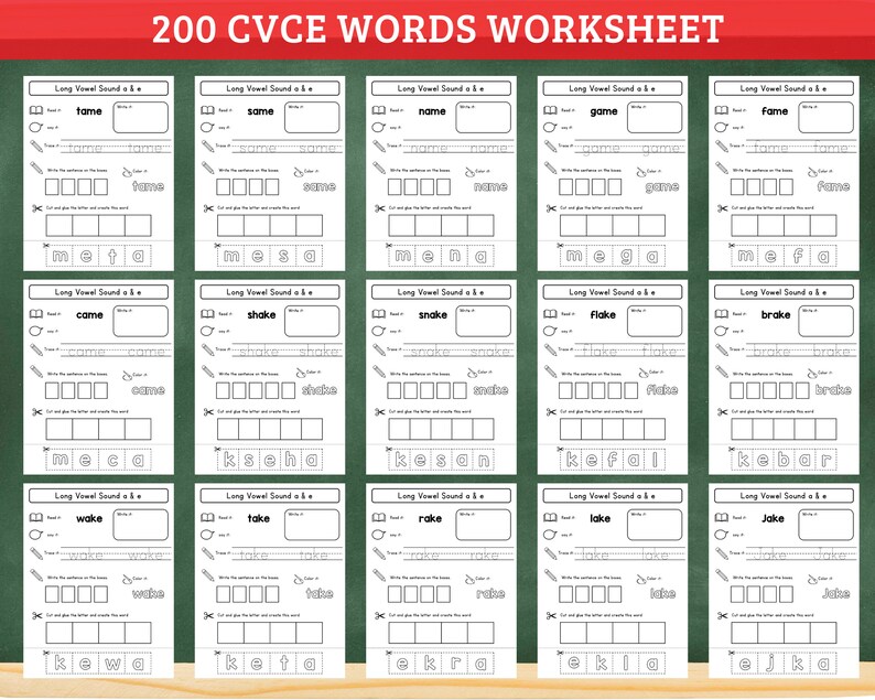 Long Vowel Sounds Worksheets Cvce Games Sight Words Printable Learning ...
