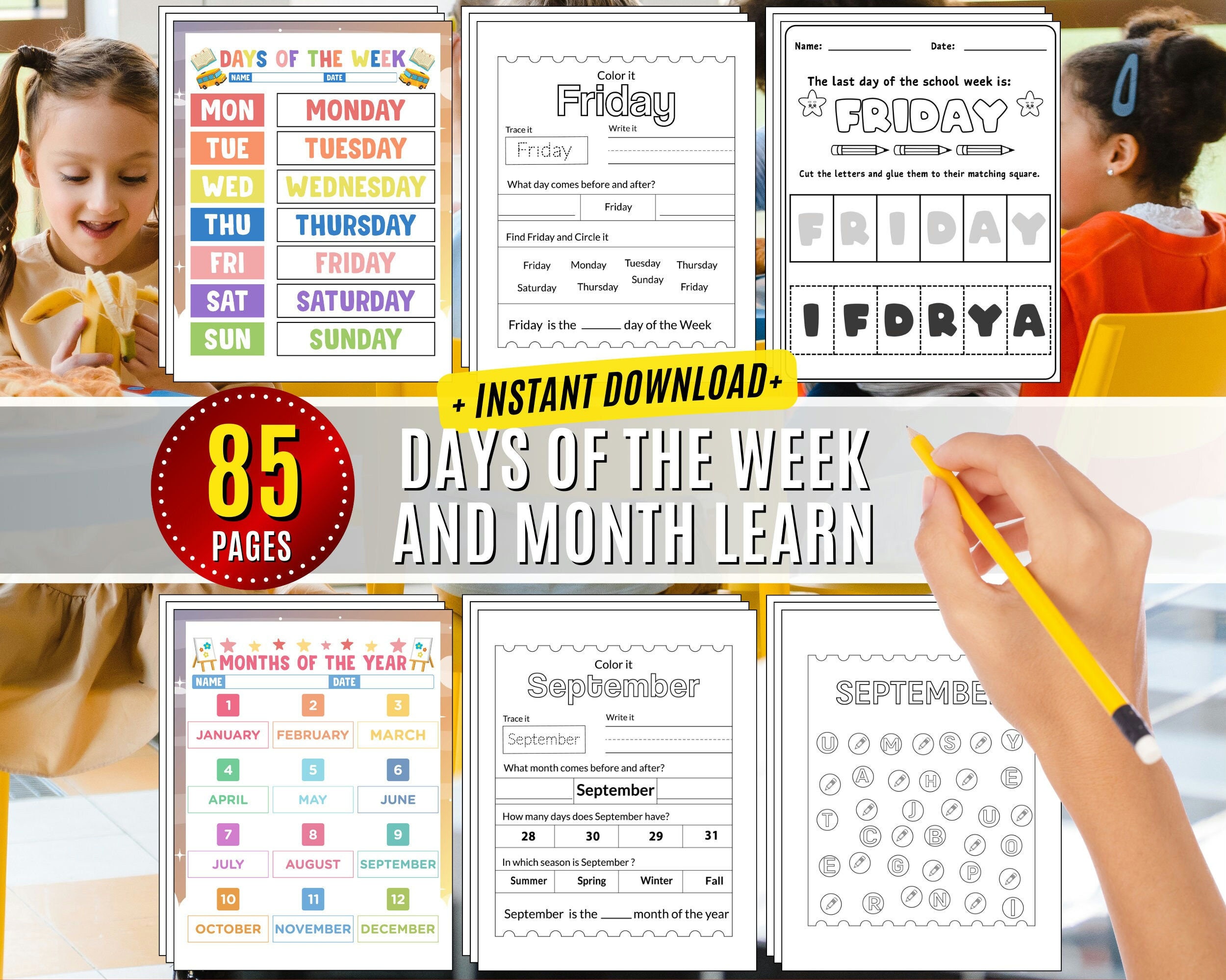 Days of the Week Printable Worksheets Learning Activities Month of the ...