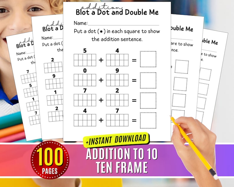 Addition Worksheets Ten Frame up to 10 Addition to 20 Math Preschool to ...