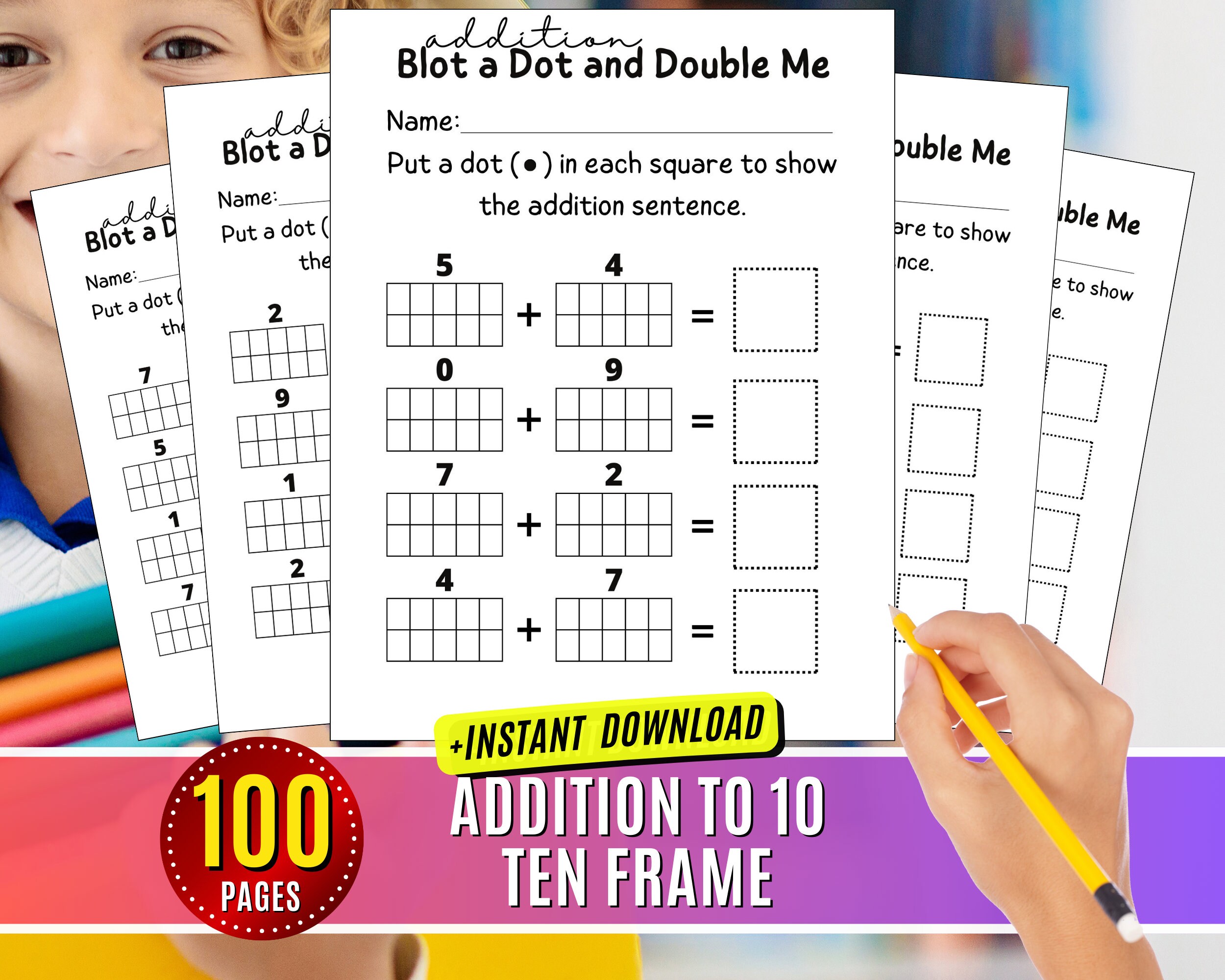 Addition Worksheets Ten Frame up to 10 Addition to 20 Math Preschool to ...