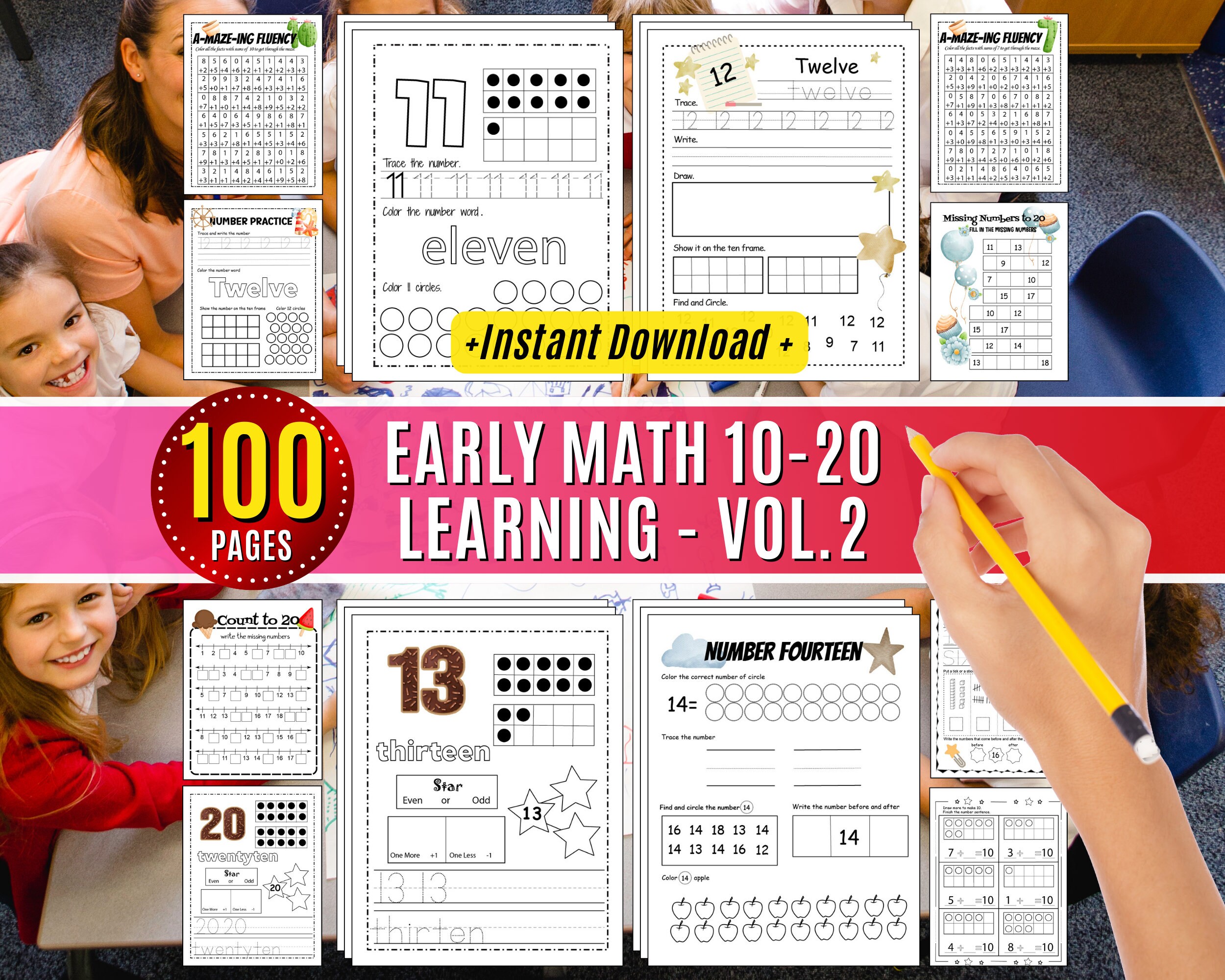 Numbers Worksheets Counting to 20 Math Kids, Learning Numbers Kids ...