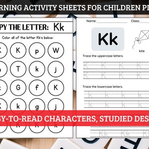 Letter K Worksheets Preschool Letters of Week Pre-k Activity Tracing ...