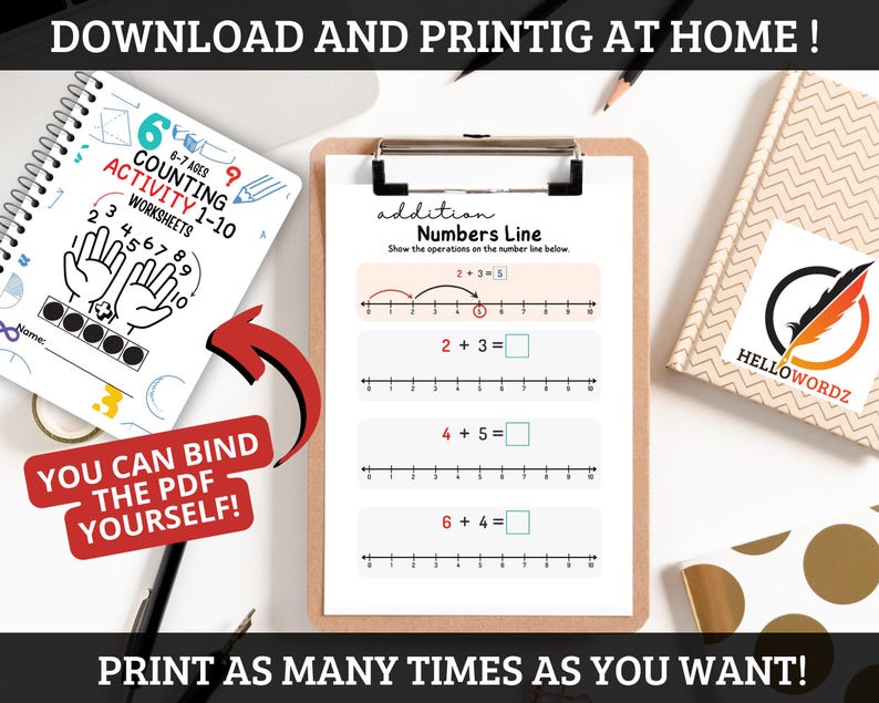 Counting Activity Number Lines Count to 10 Ten Frame Printable Count ...