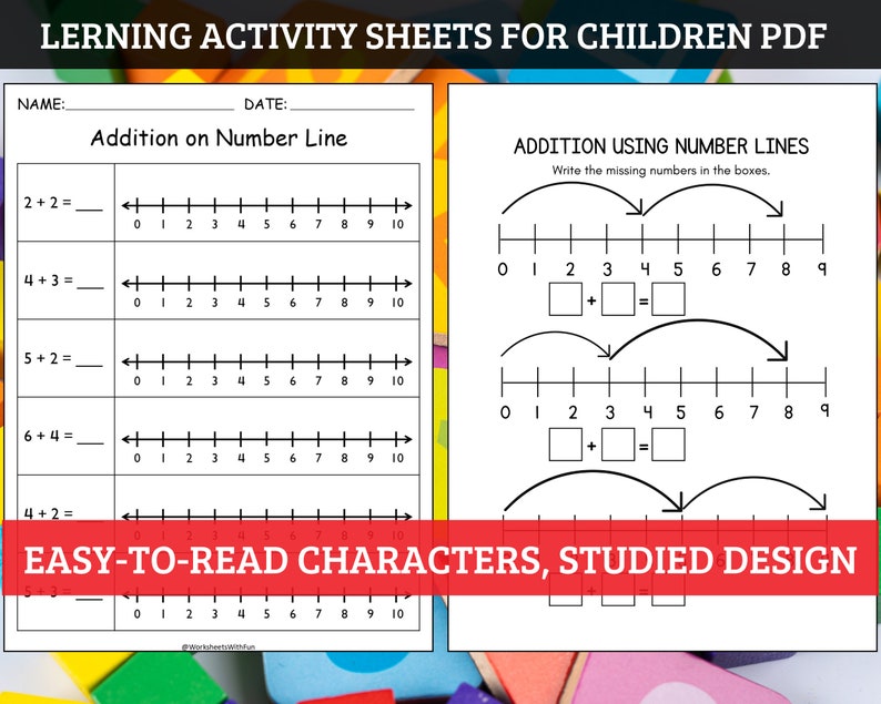 Number Line Addition & Subtraction Worksheets: Math Activities (digital ...