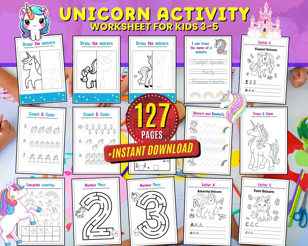 Unicorn Activity Worksheets Printables Letter Alphabet Coloring Unicorn ...